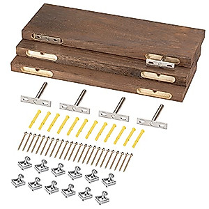 Kosiehouse Floating Shelves for Wall, Rustic Solid Paulownia Wood Wall Mounted Storage Shelves with Invisible Brackets, Set of 3 for Kitchen, Bathroom, Living Room