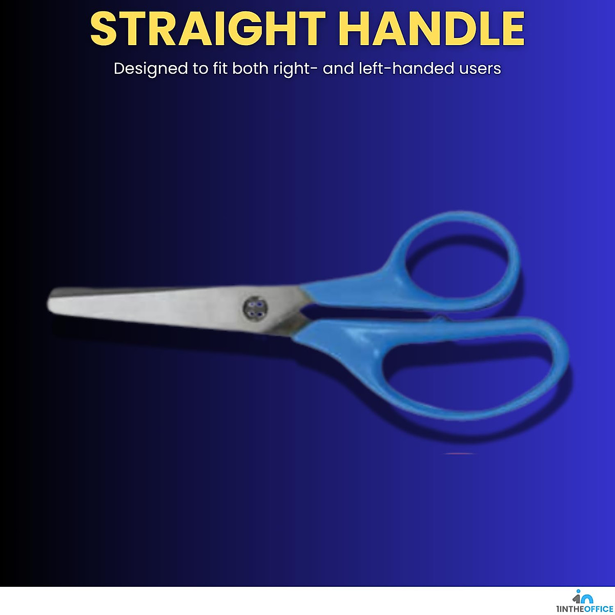 1InTheOffice Scissors for School Kids, Blunt Tip Scissors, Kids Blunt End Scissors, Kids Safe Scissors Kid Scissors Blunt Tip, Small Safety Scissors, Blue (2 Pack)