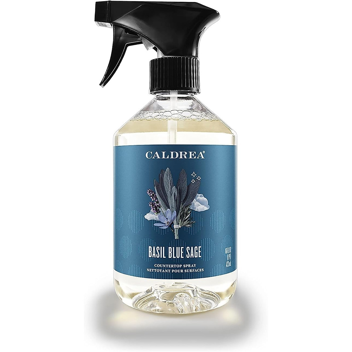 Caldrea Multi-surface CounterTop Spray Cleaner, Made With Vegetable Protein Extract, Basil Blue Sage, 16 Fl Oz