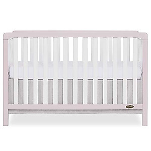 Dream On Me Ridgefield 5-in-1 Convertible Crib in Blush Pink & White, Greenguard Gold Certified