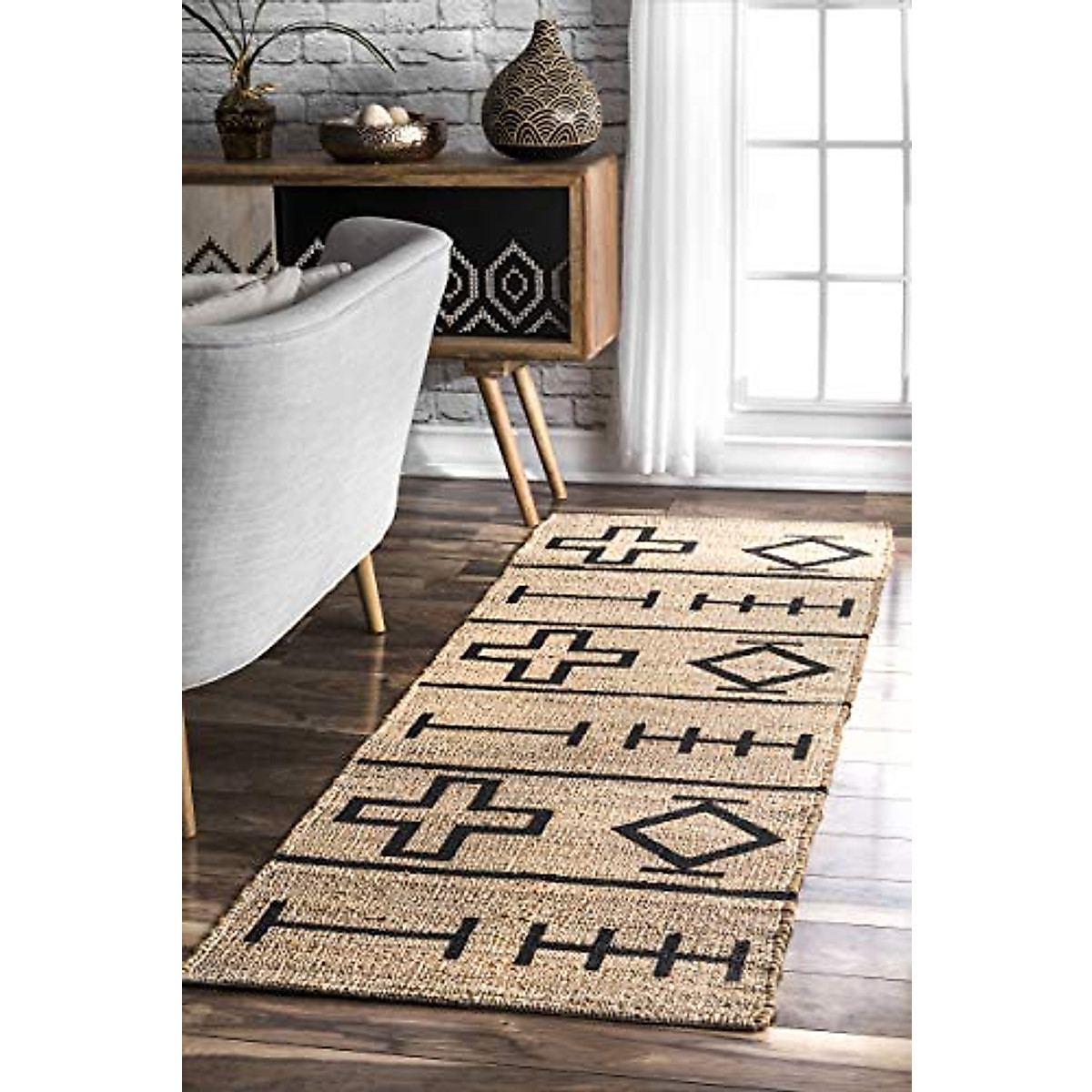 nuLOOM Hand Loomed Natural Fiber Barry Runner Rug, 2' 6" x 6', Natural