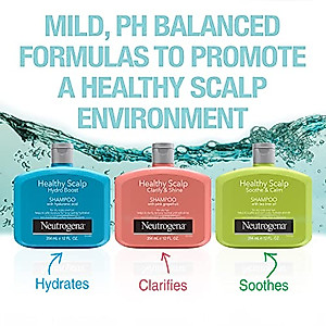 Neutrogena Exfoliating Healthy Scalp Clarify & Shine Shampoo for Oily Hair and Scalp, Anti-Residue Shampoo with Pink Grapefruit, pH-Balanced, Paraben & Phthalate-Free, Color-Safe, 12oz