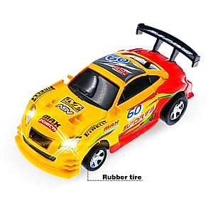 haomsj Mini Coke Can Speed Rc Radio Remote Conrtol Micro Racing Car with Led Lingts Kids Toys Gift (1PC)