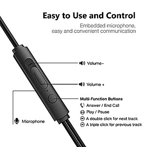 Dixvuk Wired Earbuds with Microphone, Noise Isolating in-Ear Headphones, Metal Earphone Fits 3.5mm Interface for iPad,Mp3/Mp4, Apple iPhone, Android Smartphones (Black)