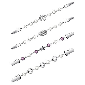 4 Pieces Vintage Sweater Shawl Clips Retro Cardigan Collar Clips Dress Shirt Brooch Clips for Women Wearing, 4 Styles(Pearl Butterfly Style)