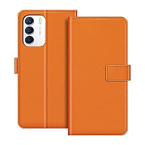 MILEGAO for Infinix Zero 5G 2023 Case, Premium Magnetic PU Leather Cover with Card Holder and Kickstand, Fashion Flip Case for Infinix Zero 5G 2023 6.78 inches Orange