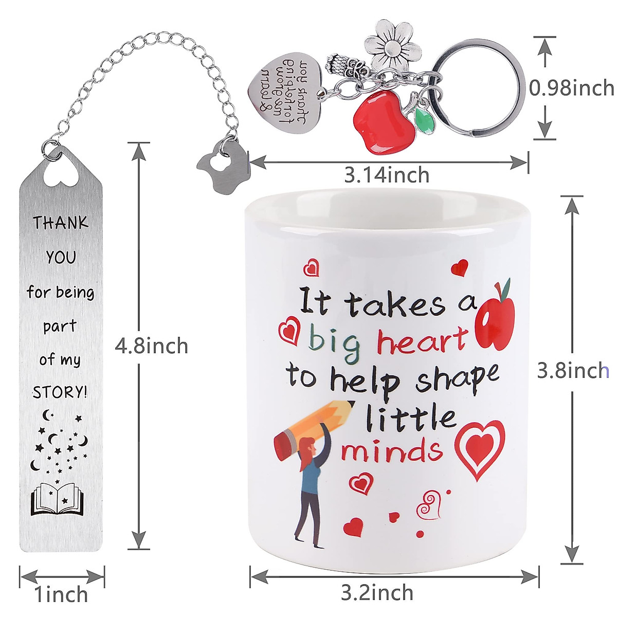 Teacher Appreciation Gifts Set Teacher Gifts for Women Back to School Gifts for Teachers Teacher Wine Tumbler, Makeup Pouch Cosmetic Bag,Bookmarks, Ceramic Pen Holder,Teach Blessing Card Bracelets