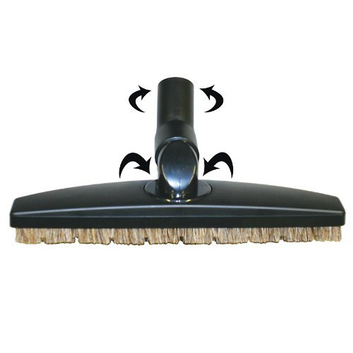 Floor Brush for Miele Canister Vacuum Cleaner Floor Tool Attachment. 35MM Spring Elbow - Side to Side Rotation - Up Down Swivel - Black 12" Wide - Horsehair Bristles