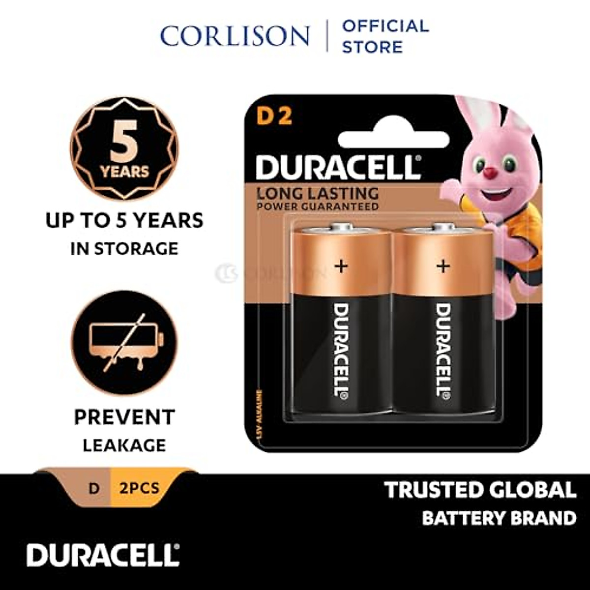 Duracell Alkaline D Batteries 2 Count
