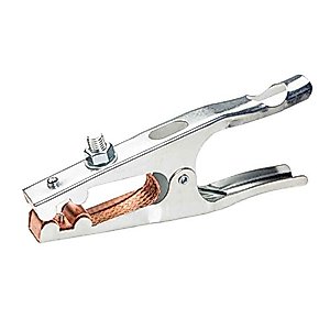 Lincoln Electric K910-2 Heavy Duty Ground Clamp - 500 Amp Rating - Copper Plated Jaw - Braided Copper Shunt, Silver