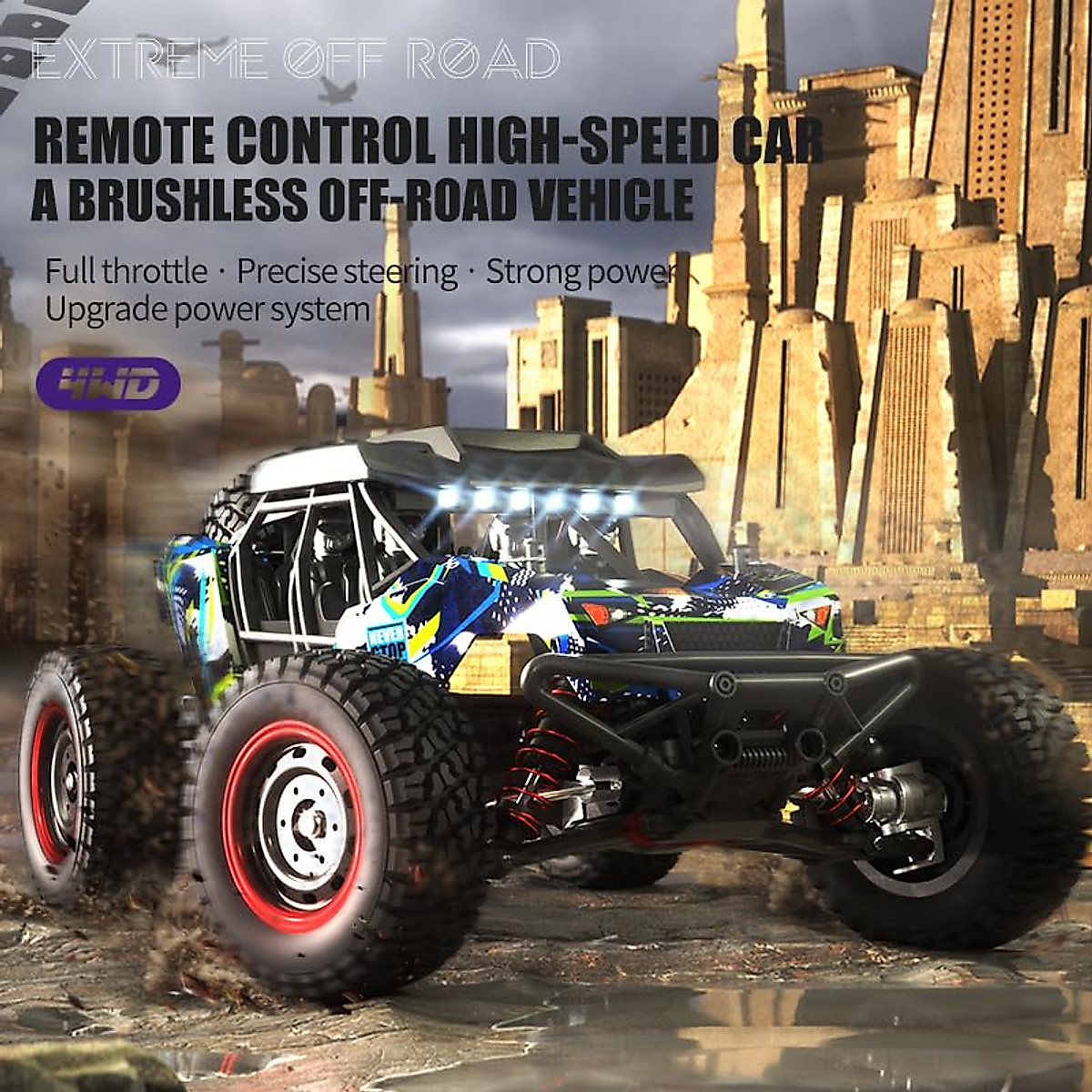 Brushless RC Car, 70km/h, 16106 PRO, High Speed RC Car, RTR, 1/16 4WD Off-Road Drift Brushless Crawler RC Truck for Adults Blue