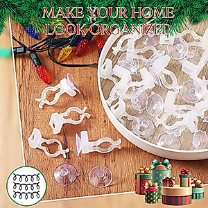 Christmas Light Suction Cup with Hook Window Suction Cup Christmas C7, C9 Light Clip Heavy Strength Heavy Duty Clear Plastic Transparent Suction Cup Light Bulb Mini Suction Cup Holder (25)