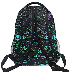 MNSRUU School Backpack Magic Skulls College Knapsack Laptop Rucksack Business Travel Computer Bookbags for Adult Teen One Size