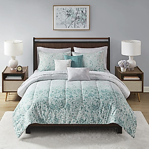 Beautyrest Polyester Printed 10-PC King Comforter Set with Teal BR9144409622-10