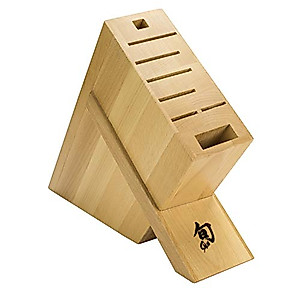 Shun Cutlery 8-Slot Kickstand Knife Block, Made from Beautiful Blonde Beech Wood, Authentic, Japanese Universal Knife Block, Knife Holder for Kitchen Counter