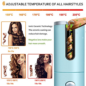 AURUZA Unbound Cordless Automatic Hair Curler, Anti-Tangle Wireless Auto Curling Iron Wand,Portable USB Rechargeable Spin Curler Ceramic Barrel Rotating for Long Hair,Fast Heating for Hair Styling