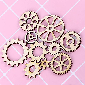 LIOOBO Unfinished Gear Craft 100pcs DIY Wooden Gear DIY Gear Lightweight Plain Wood Ornaments Wooden Gear for Crafts Kids Christmas Clothing DIY Wooden Slices