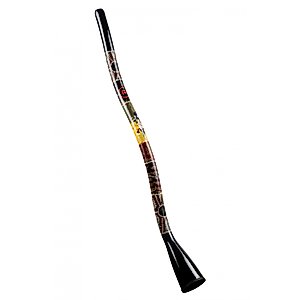 Meinl Percussion 51" Synthetic Didgeridoo, S-Shaped Body in Black with Hand Painted Native Design-NOT MADE IN CHINA-Creates Distinctive Australian Drone Note, 2-YEAR WARRANTY (SDDG2-BK)