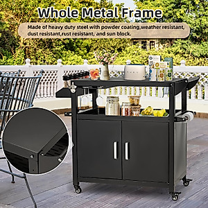 JFHID Outdoor Grill Cart Kitchen Storage Cabinets Island with Wheels Buffet Prep Tables for Outside Steel BBQ Bar Carts for Patio Serving Tables Cooking Station Countertops for Grilling Supplies