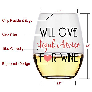 Perfectinsoy Will Give Legal Advice For Wine Glass, Funny Drinking Lawyers Gift, Paralegal Gifts, Attorney Gifts, Legal Assistant Gifts, Law Student Gifts, Lawyer Gifts for Women, Sister
