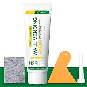 Drywall Repair Kit with Scraper, 8.2 oz Non-Toxic Wall Spackle Repair Paste, Quick Repair Wall Mending Agent for Home Wall Damage, Nail Holes, Cracks, Graffiti, 250g
