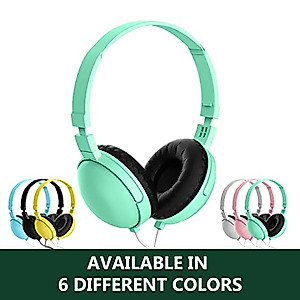 Bulktech 718 On-Ear Wired Headset for Children - Stereo Sound, Tangle-Free 5ft Long Cord with 3.5mm Jack, Compatible with Kindle, Fire, Tablets, and Suitable for School, Travel - 1 Pack Green