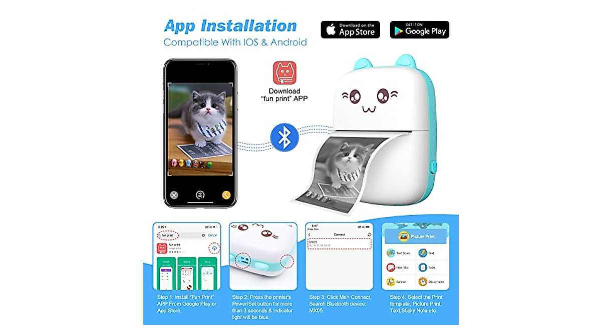 Mini Label Maker Machine with Tape - Portable Bluetooth Printer for ...
