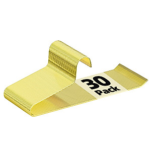 SPECILITE Open Ended Pants Hangers 30 Pack - 5mm Thick Gold Metal Pant Hangers - Jean Hangers for Closet - Space-Saving Pant Hangers for Women and Men