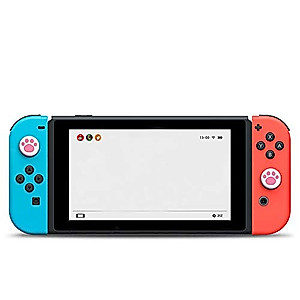 2X Silicone Analog Non-Slip Thumb Grips Stick Cap Case Cover Handle Joystick Button Caps for Nintendo Switch NS & Switch Lite Joy-con Controller Cute Cat Claw (White-Pink)