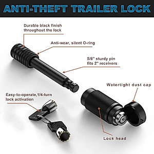 TOEASYTY Heavy American Flag Metal Trailer Hitch Cover for 2" inch Receivers,Tow Hitch Covers 2 Inch for Truck Accessories (with 5/8-Inch Pin Diameter Trailer Hitch Lock, Blue Line)