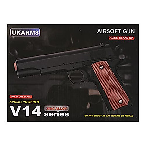 Full Size 1911 Alloy Series Heavyweight Spring Airsoft Pistol (Color: Black w/ Tan Grip Panels)