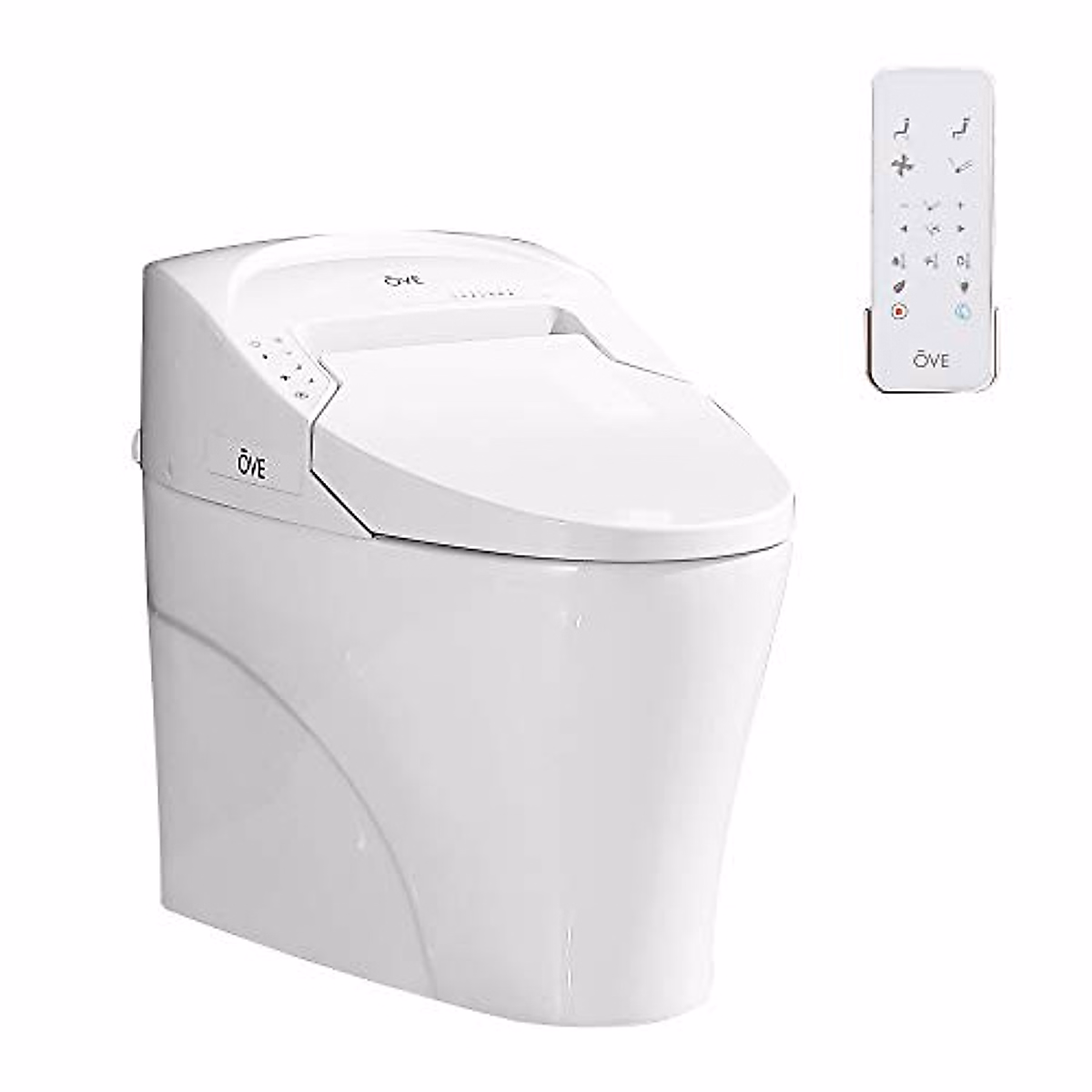 Ove Decors Virtuoso Bidet Toilet Built-in with Tank Elongated, Automatic Flushing, Heated Seat, Soft Close, ECO Mode with Remote Control