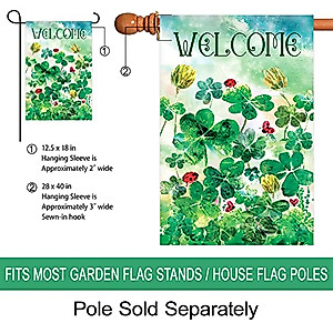 Morigins Welcome Clover Garden Decorative St.Patrick's Day Double Sided Garden Flag 12.5x18 inch
