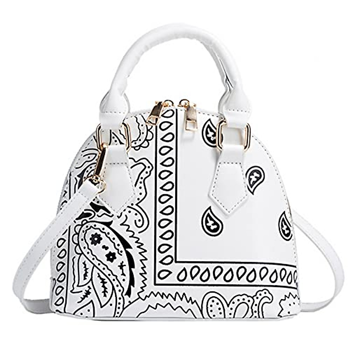 U Scinan Patent Leather Top Handle Tote Bag Mini Zip Around Dome Shoulder Bag Shell Shape Cross Body Handbag Purse Satchel