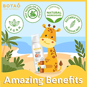 BOTAO Kid’s Mineral Zinc Oxide Sunscreen Foam Spray: SPF50 Broad Spectrum UVA UVB, Children or Kid’s for sensitive skin, Sunburn Protection, Zinc Oxide, 3.4 Oz (1-Pack)