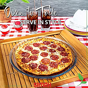 Simax Glass Pizza Pan for Oven, Borosilicate Glass Pizza Tray for Oven, 12.5 Inch Pizza Pans, Pizza Plates, Pizza Tray Oven Pan, Round Pizza Pans Baking Sheet, Non Stick Pizza Pan 12.5 Inch