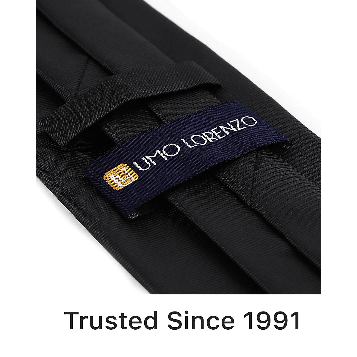 boxed-gifts Clip on Ties for Men - Premium Black Solid Color Clip on Tie