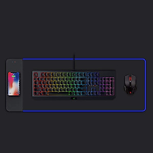 RGB Gaming Wireless Charging Black Mouse Pad,31.5x12 Inch Large and Long 10W Fast Wireless Charger Extended Mousepad XL LED Mouse Pad for PC/Computer/Laptop