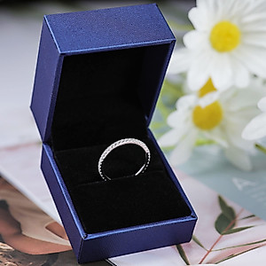 Ladylike Moissanite Wedding Band Full Eternity Rings for Women Sterling Silver 18K White Gold Plated 0.44-0.57 Carat D Color VVS1 Stackable Lab Created Diamond Engagement Anniversary Band Size 7