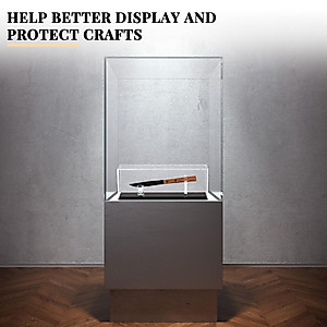 Suzile 2 Pcs Acrylic Knife Display Case Pocket Knife Display Stand with Clear Cover Collection Single Knife Display Box Holder Cabinet Protection, Black Base, 10.5 x 3.7 x 2.5 inches