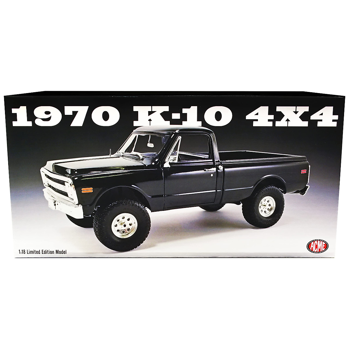 1970 Chevy K10 4x4 Pickup Truck Black Limited Edition to 1050 Pieces Worldwide 1/18 Diecast Model Car by Acme A1807215