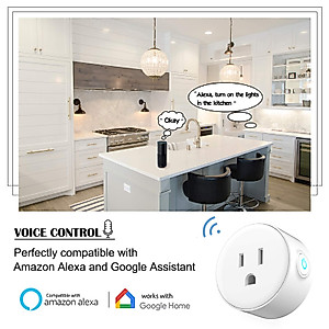 WOOSTAR WIFI Smart Plugs, Mini WiFi Outlet Compatible with Alexa, Google Assistant for Voice Control, No Hub Required, WiFi Enabled Remote Control, Timer Function-4 Pack