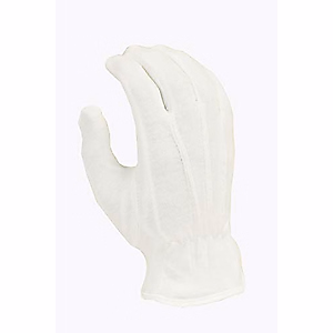 G & F Products 100% White Cotton Marching Band Parade Glove Formal Dress Gloves Service Gloves Inspection Gloves, Sold by Pair, Size Large 1 Pair