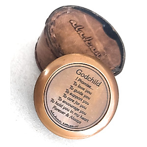 Gift for Godchild Compass | Godson Goddaughter - I Promise to Love You Baptism Gifts Christian Communion Confirmation Christmas Birthday Gifts for Boys Girls Kids (with Leather Case)