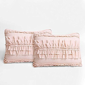 Lush Décor Belle 3 Piece Ruffled Quilt - Pink Blush - Full/Queen Quilt Set