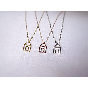 VIROMY Delicate Gold House Pendant Necklace for Women 14K Gold Filled Dainty House Charm Necklace Minimalist Everyday Jewelry for Women