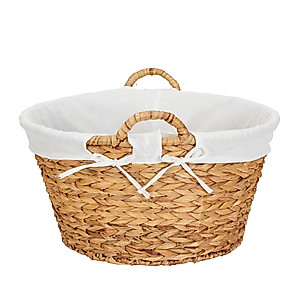 Household Essentials Natural ML-6667N Round Wicker Laundry Basket Hamper with Liner