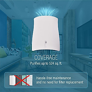 Sunstar QAIS Air Purifier Stand Bundle for Strong Odor, Viruses & Bacteria - Filterless, Quiet Wall-Mount Air Cleaner for Home, Bedroom - Pet Odor Eliminator, Cat Litter, Ammonia, Strong Smell Remover