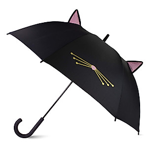 Kate Spade New York Large Lightweight Travel Umbrella, Black Cat