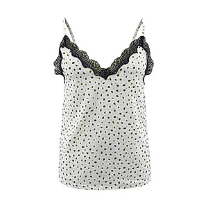 Padaleks Women's Sleeveless Camisole Cami Tank Top V Neck Lace Tops Casual Loose Flowy Shirts Blouses Clubwear